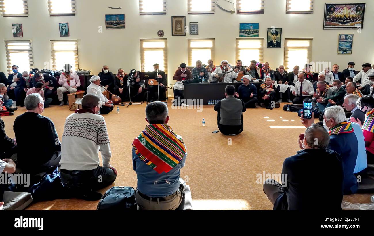 Anatolian Alevi Muslims have gathered in the Djemevi in Izmir, Turkey ...