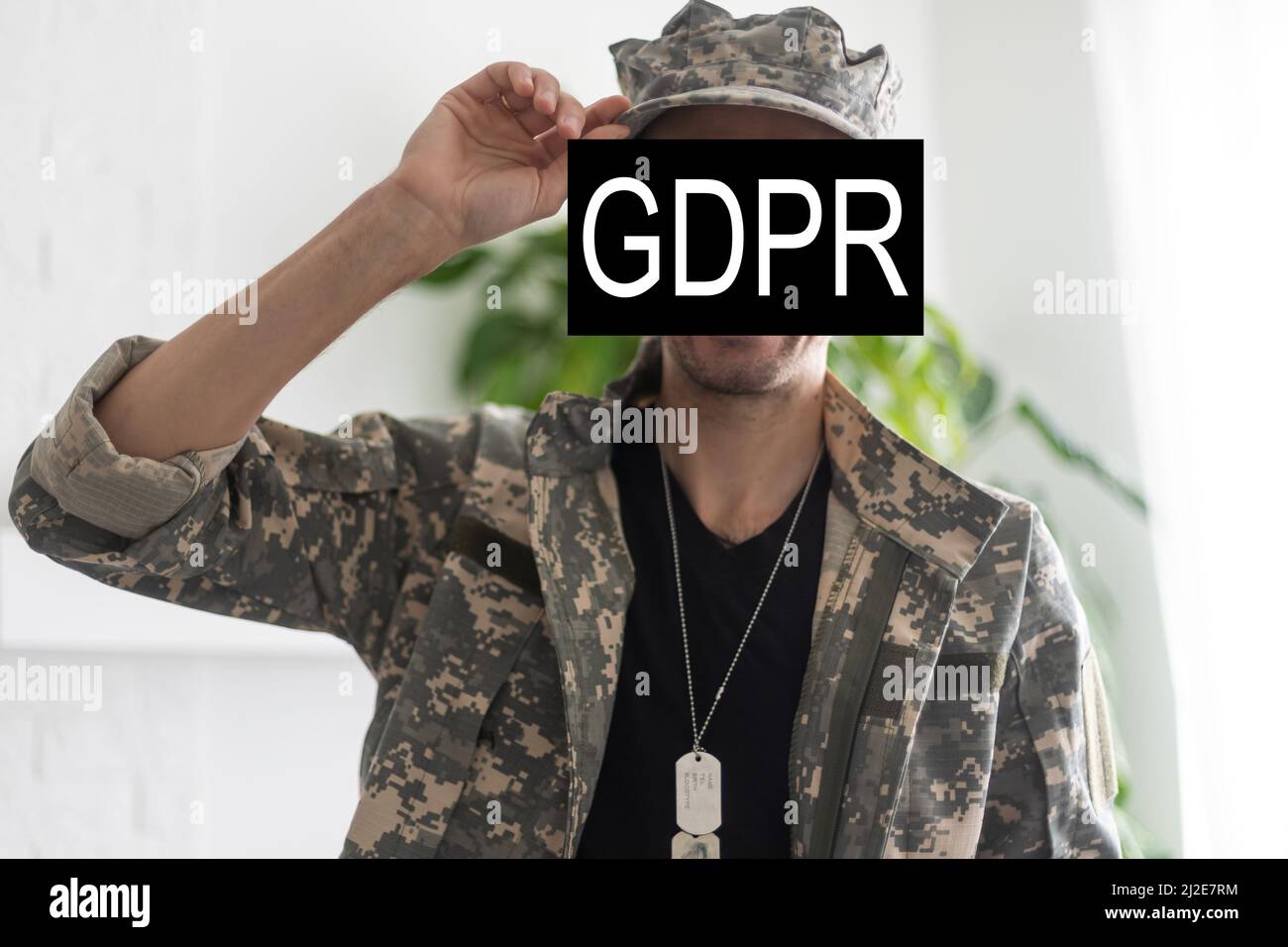 GDPR - General Data Protection Regulations Military concept. Soldier ...