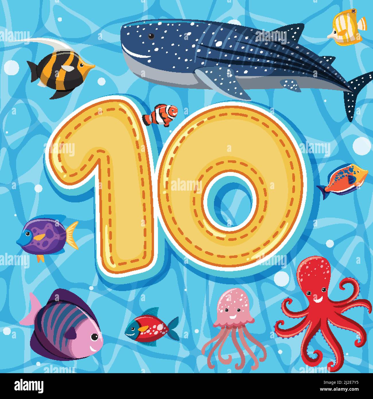 Number ten with sea animals illustration Stock Vector Image & Art - Alamy