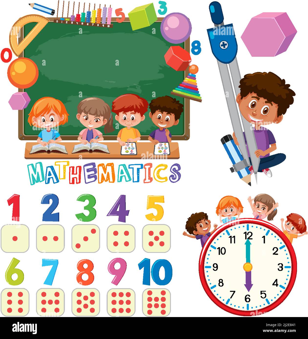 Counting number 0 to 9 and math symbols illustration Stock Vector Image ...