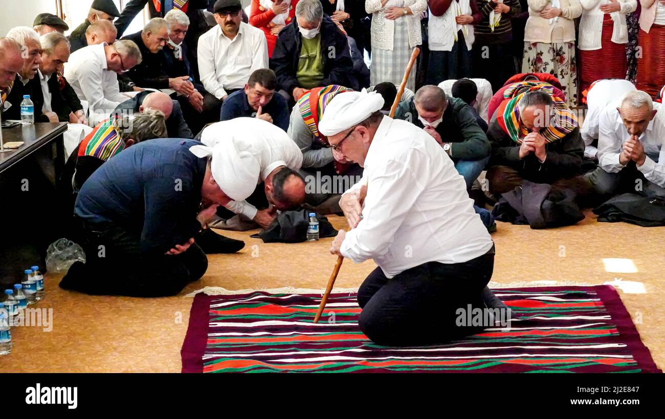Anatolian Alevi Muslims have gathered in the Djemevi in Izmir, Turkey ...