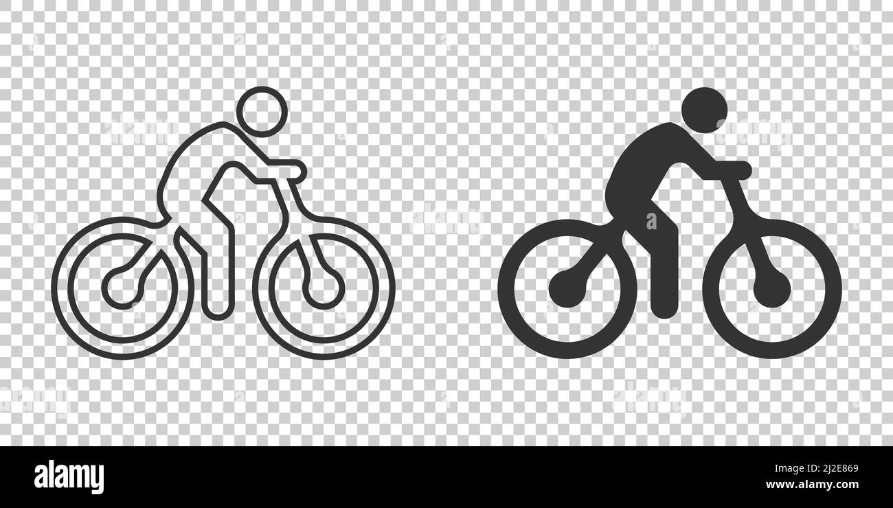 Bicycle icon in flat style. Bike with people vector illustration on ...