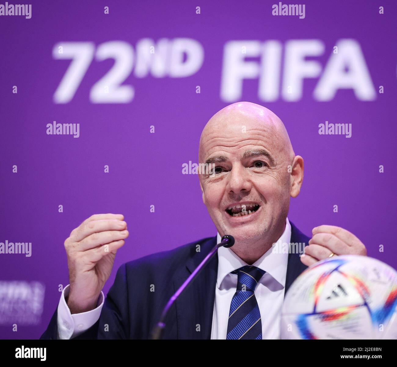 Doha, Qatar. 31st Mar, 2022. Soccer: FIFA Congress 2022. Fifa President ...