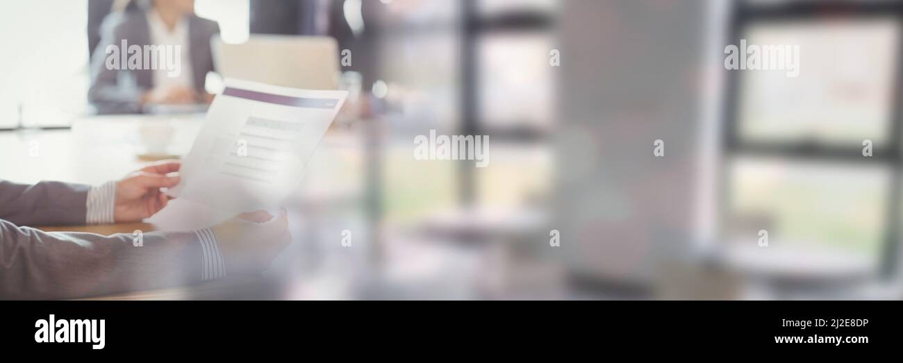 Blur effect with copy space against mid section of a businessman ...