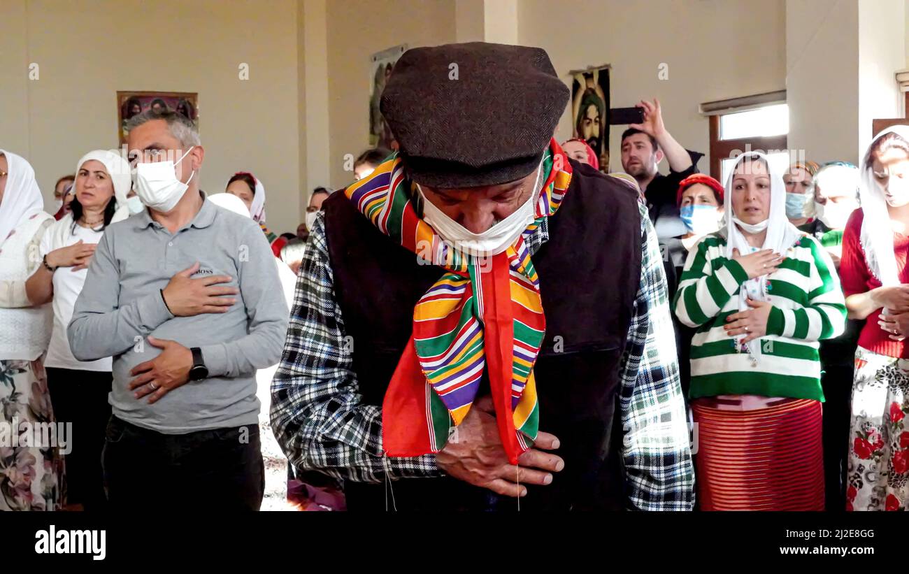 Anatolian Alevi Muslims have gathered in the Djemevi in Izmir, Turkey ...