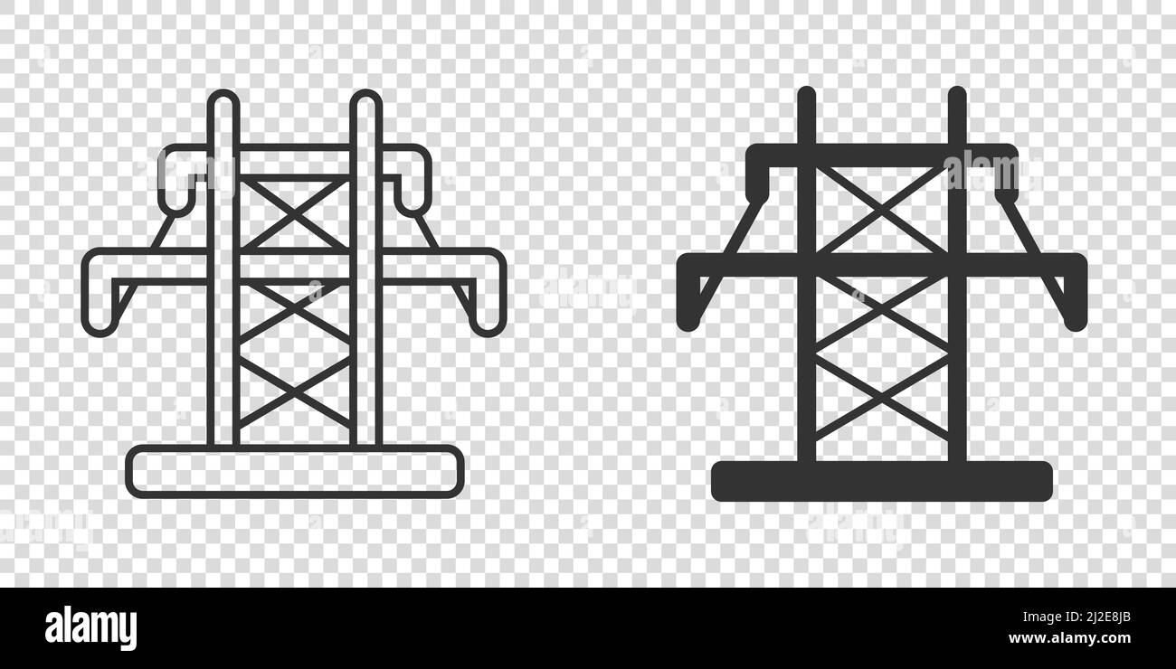 Electric tower icon in flat style. Power station vector illustration on ...