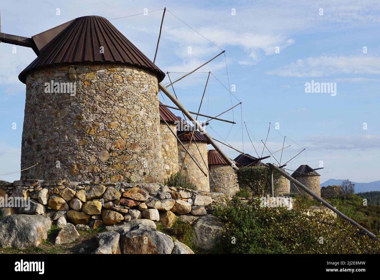 Set of rustic ancient windmills Stock Photo - Alamy