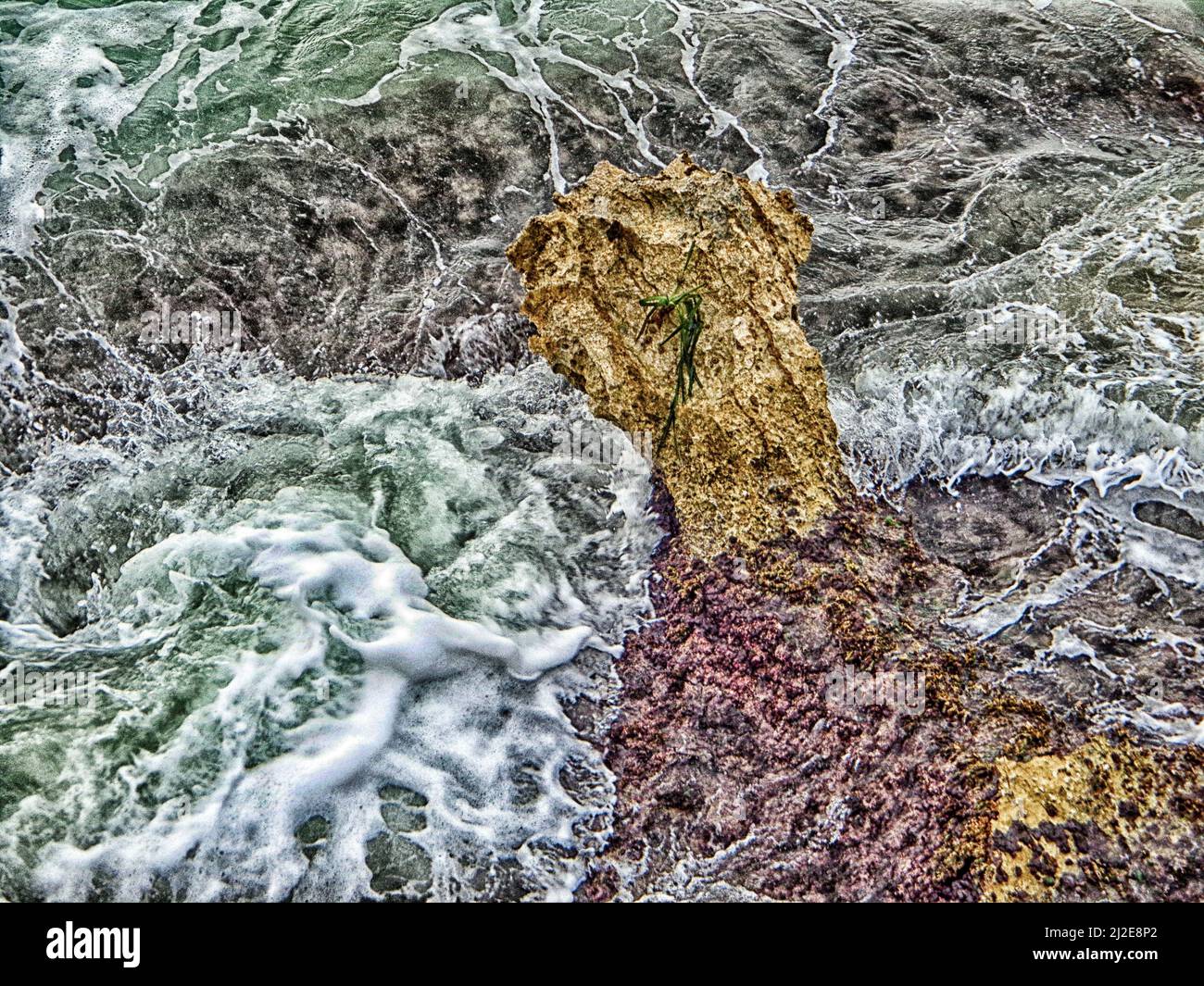 Semi-abstract intimate natural patterns of sea swirling around ...