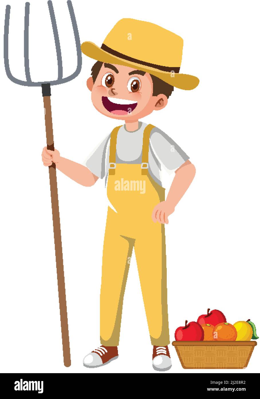A farmer cartoon character on white background illustration Stock ...