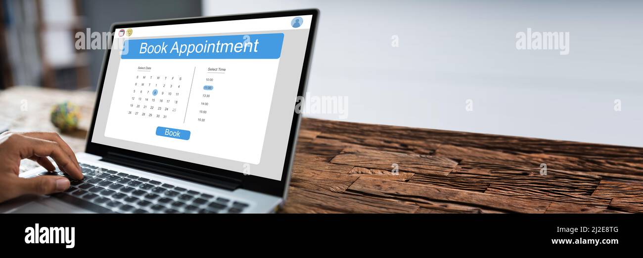 Booking Meeting Appointment On Laptop Computer Online Stock Photo - Alamy