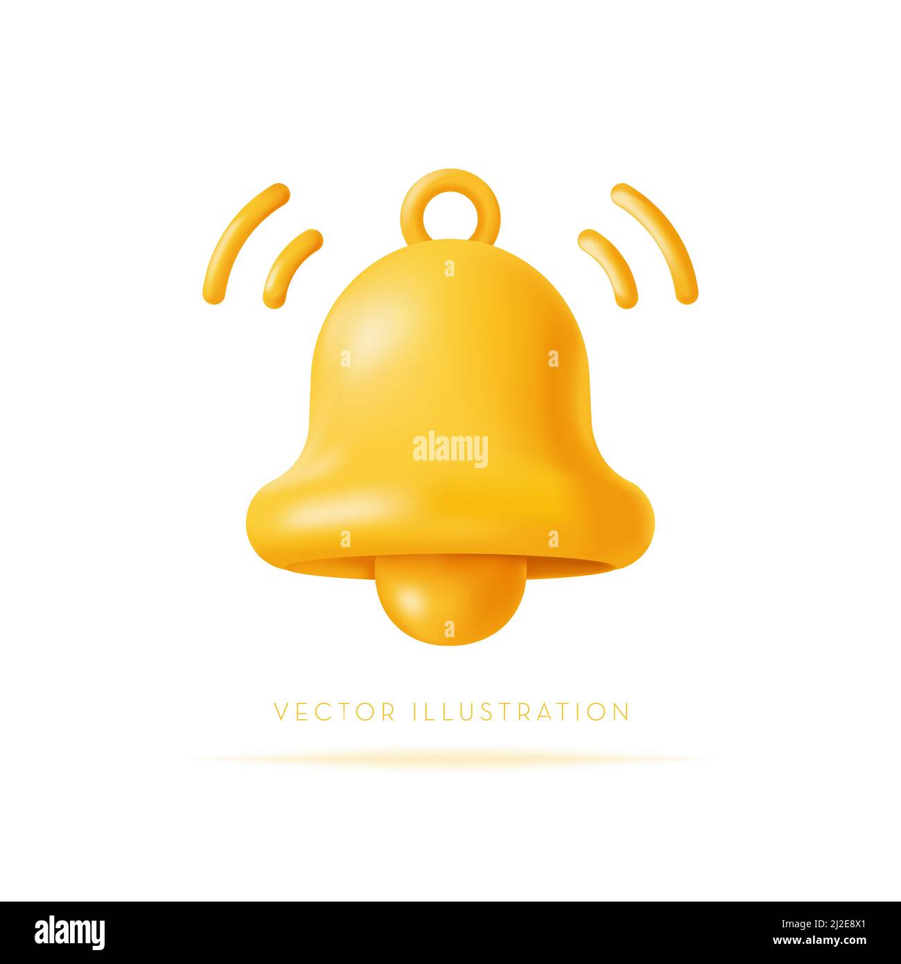 3d notification bell icon. Realistic vector icon, isolated on white ...