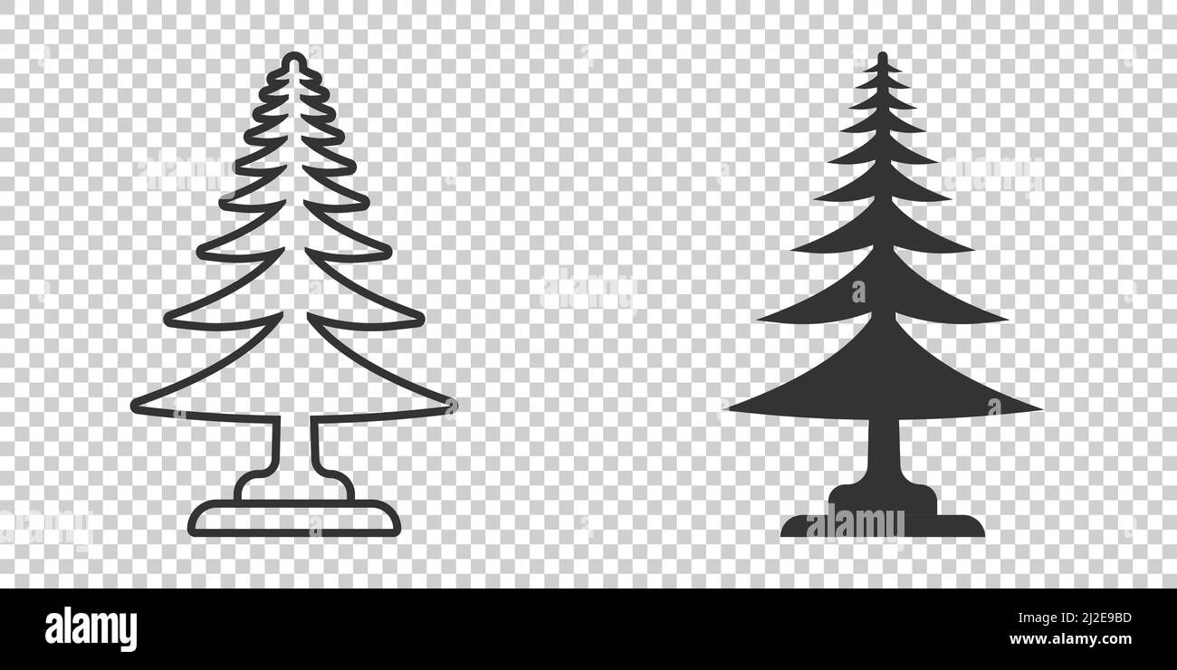 Conifer tree icon in flat style. Fir flora vector illustration on white ...