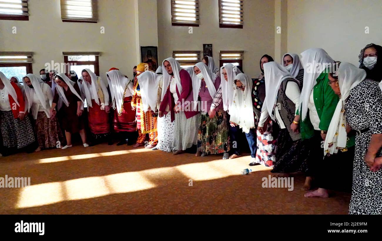 Anatolian Alevi Muslims have gathered in the Djemevi in Izmir, Turkey ...