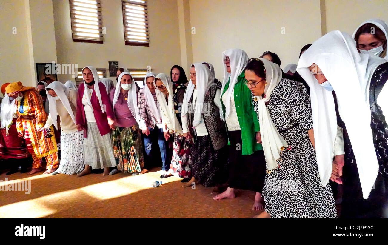 Anatolian Alevi Muslims have gathered in the Djemevi in Izmir, Turkey ...