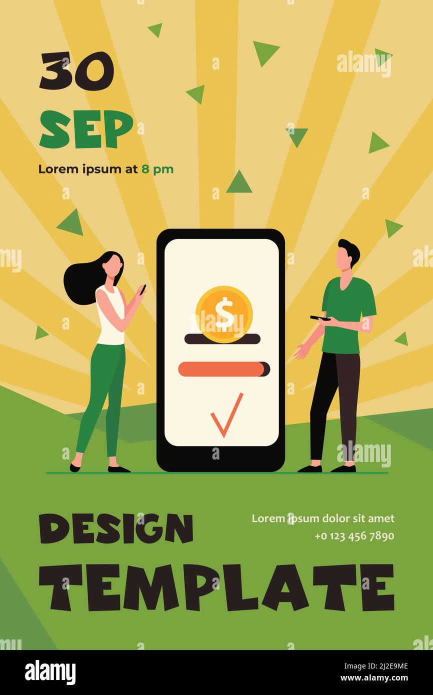 People sending and receiving money. Mobile phones, transfer, transaction flat vector ...