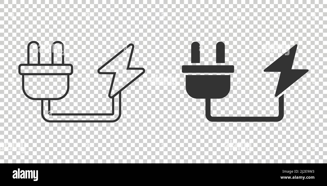 Electric plug icon in flat style. Power adapter vector illustration on ...