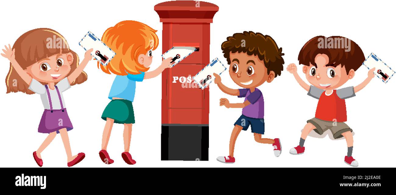 Childen sending letters with postbox illustration Stock Vector Image ...