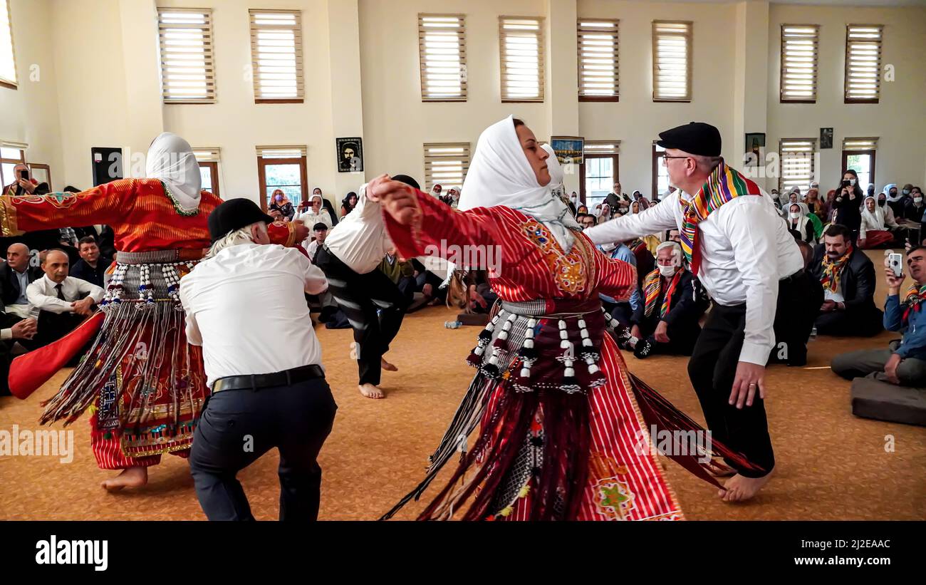 Anatolian Alevi Muslims have gathered in the Djemevi in Izmir, Turkey ...