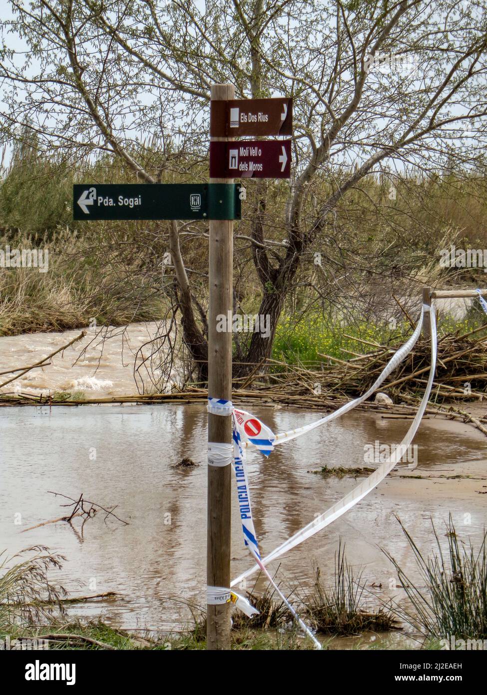 Flooded landscape along the Algar river near Altea, alˈtea, Spanish ...