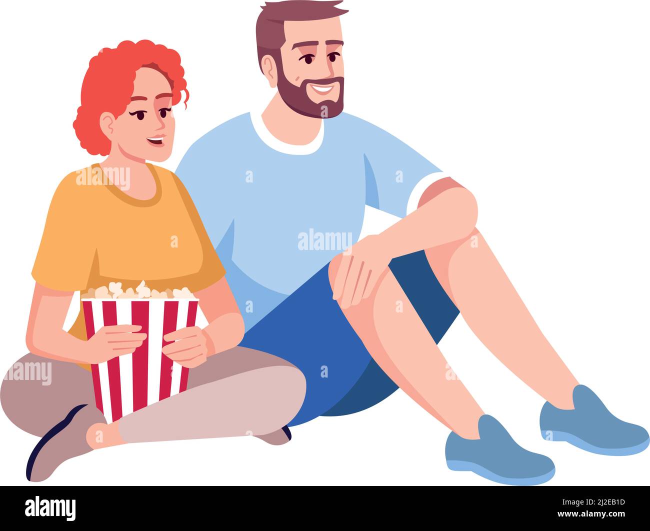 Woman eating popcorn Stock Vector Images - Alamy