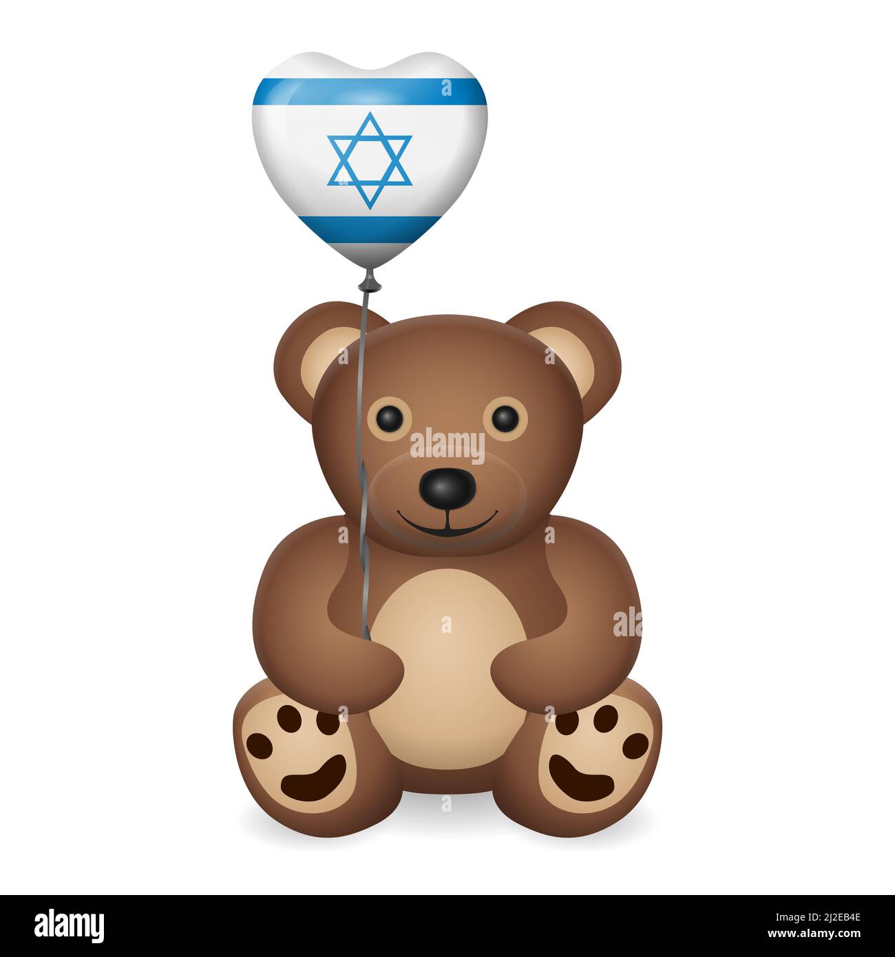 Bear with Israel flag heart balloon on a white background. Vector ...