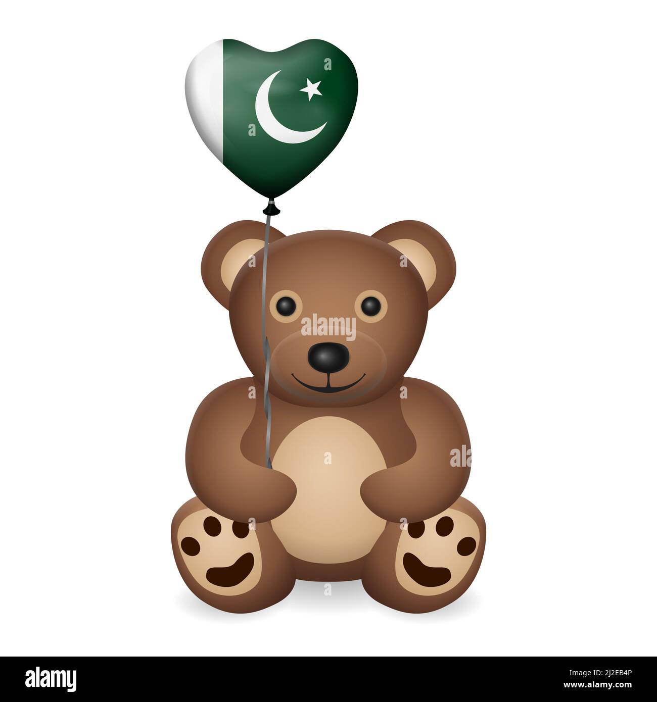 Bear with Pakistan flag heart balloon on a white background. Vector ...