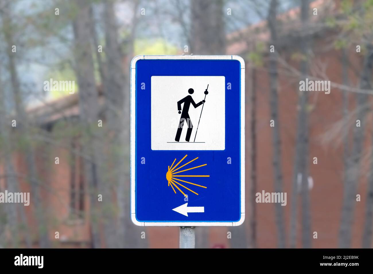 Sign indicating the direction of the Camino de Santiago (Saint James ...