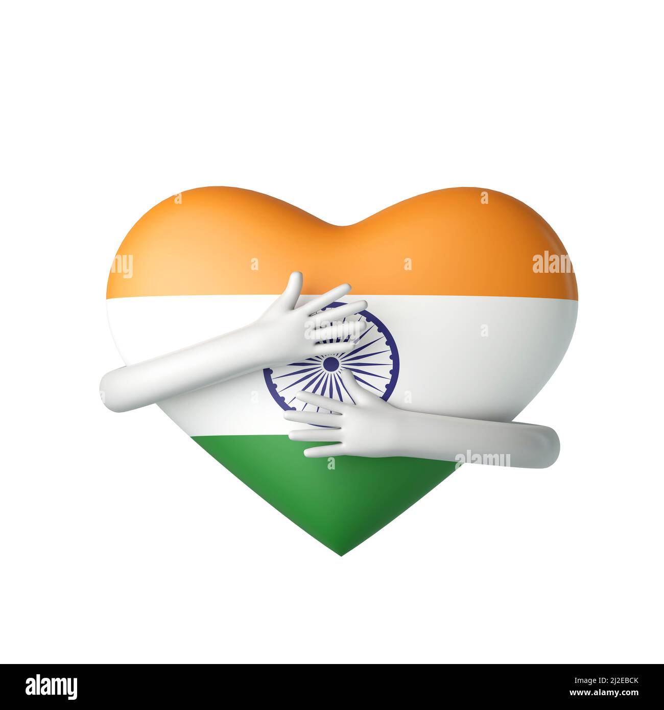 India flag heart being hugged by arms. 3D Rendering Stock Photo - Alamy