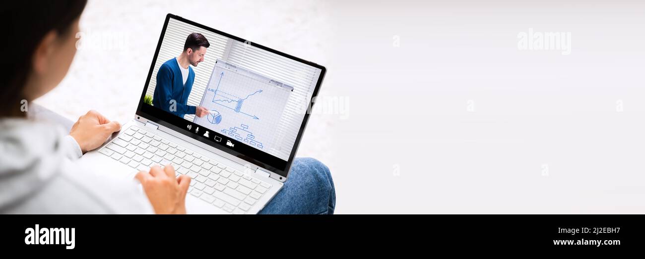 Virtual Online Training Meeting Or Tutorial Webinar Video Stock Photo ...