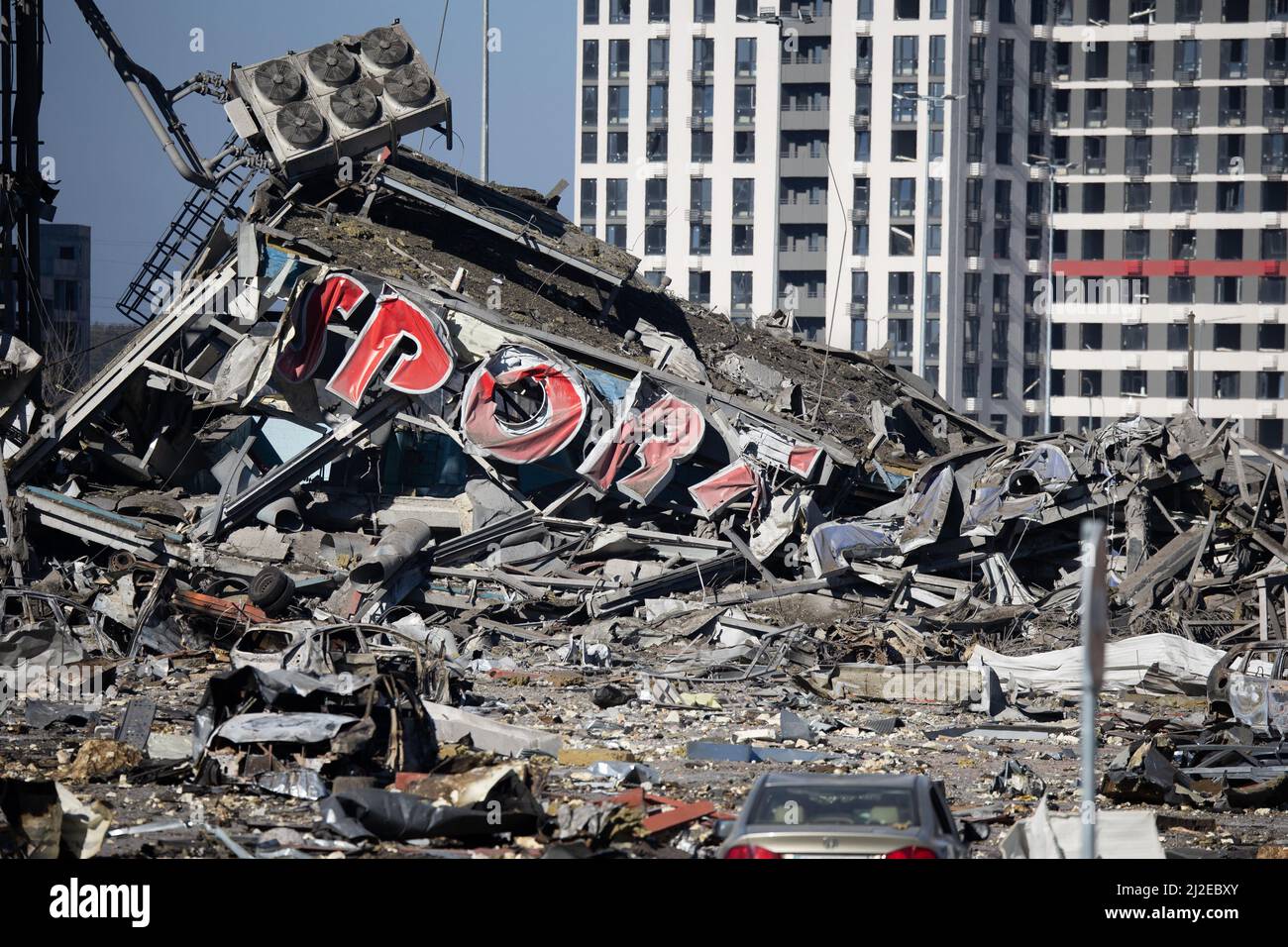 Damage after a Russian attack on the Retroville shopping mall in a ...