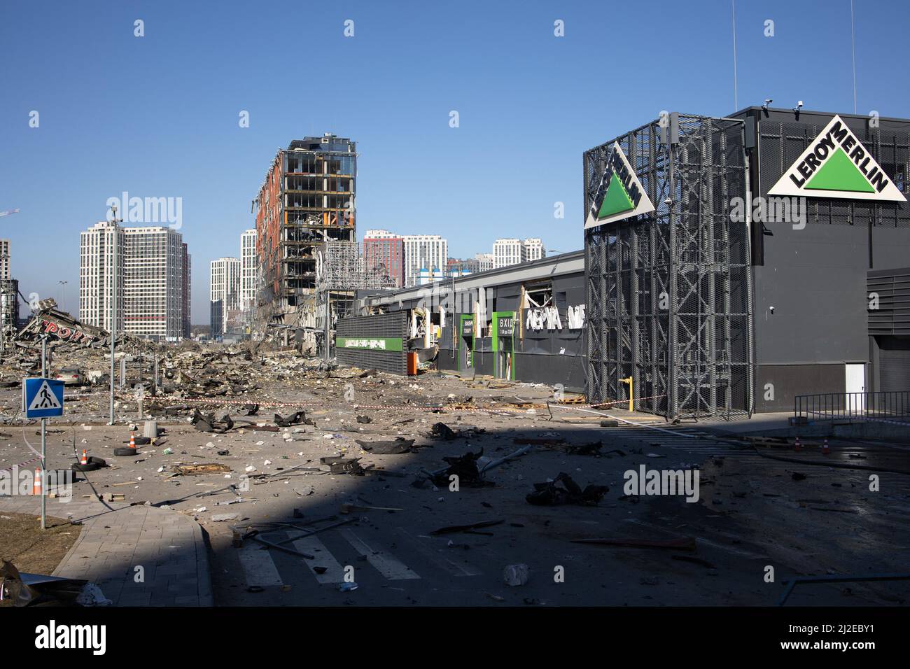 Leroy Merlin store destroy after a Russian attack on the Retroville ...