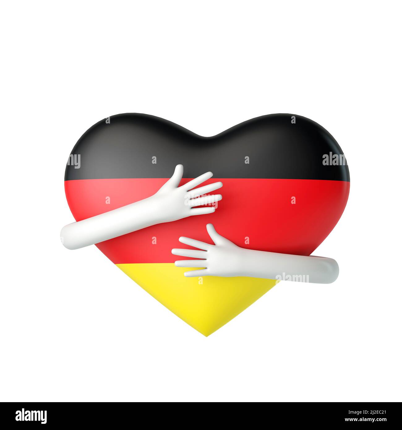 Germany flag heart being hugged by arms. 3D Rendering Stock Photo - Alamy