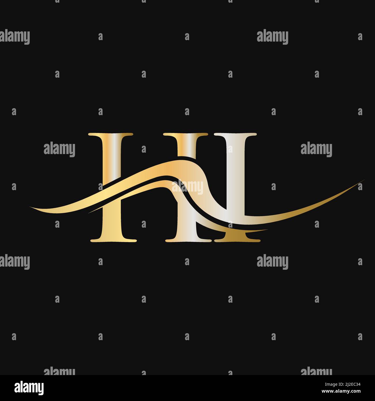 Letter HI Logo Design. Initial HI Logotype Template For Business And ...