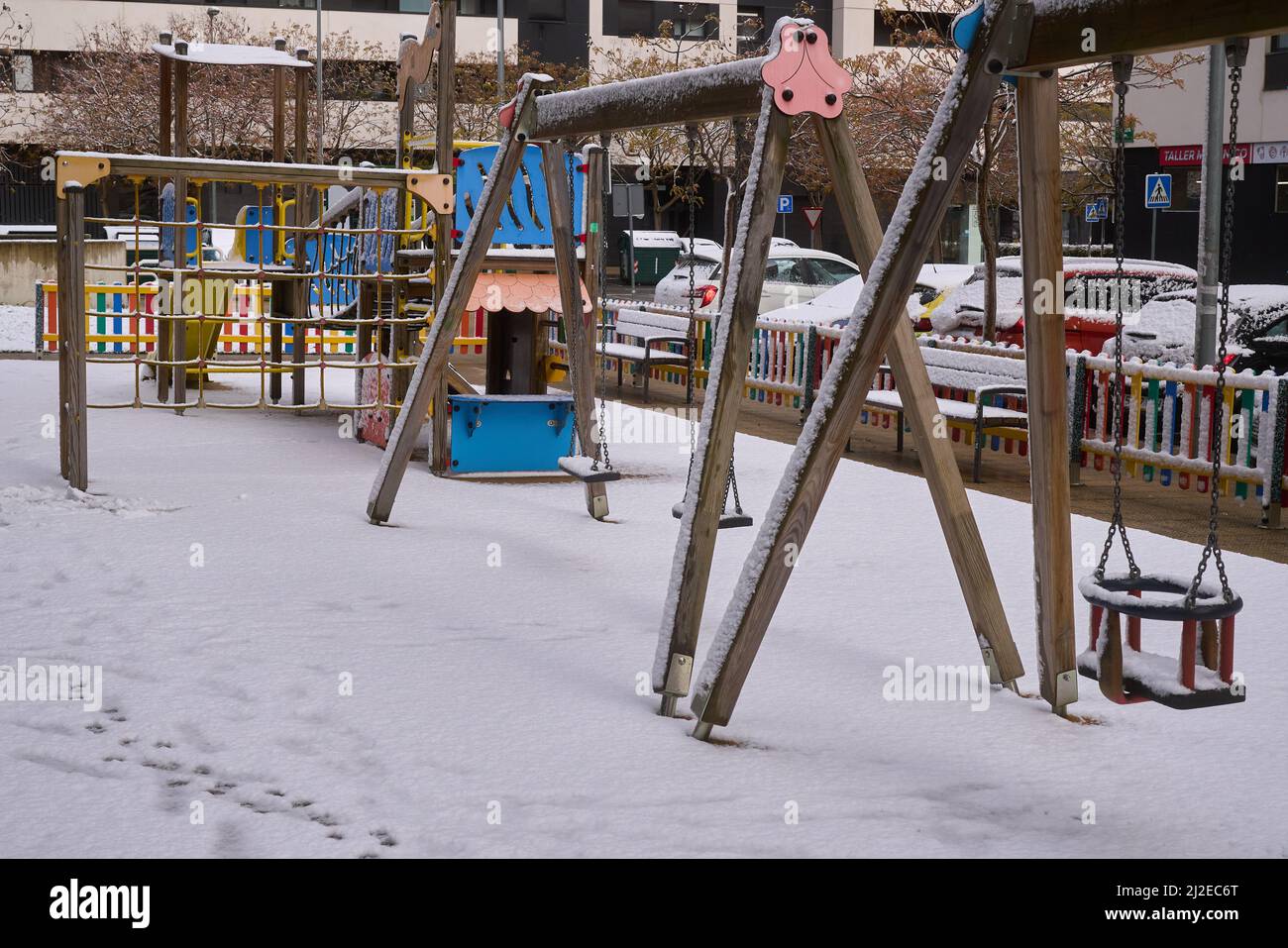 Pamplona, Navarra Spain april 01 2022, Surprise snowfall in early ...