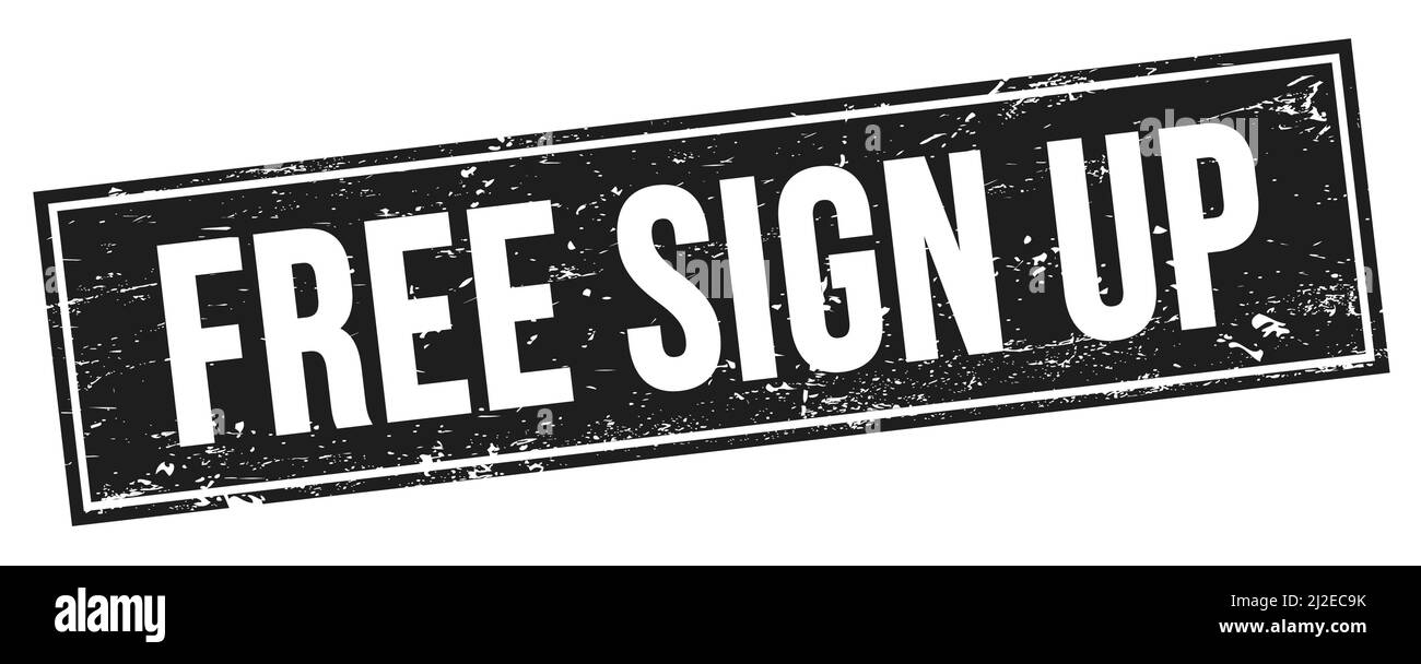 FREE SIGN UP text on black grungy rectangle stamp sign Stock Photo - Alamy