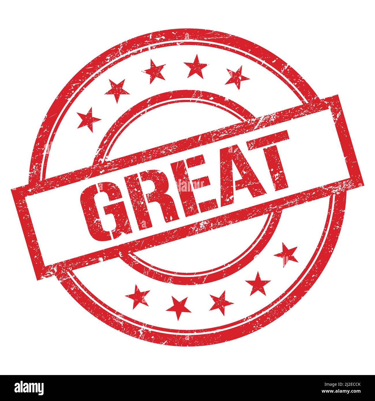 GREAT text written on red round vintage rubber stamp Stock Photo - Alamy