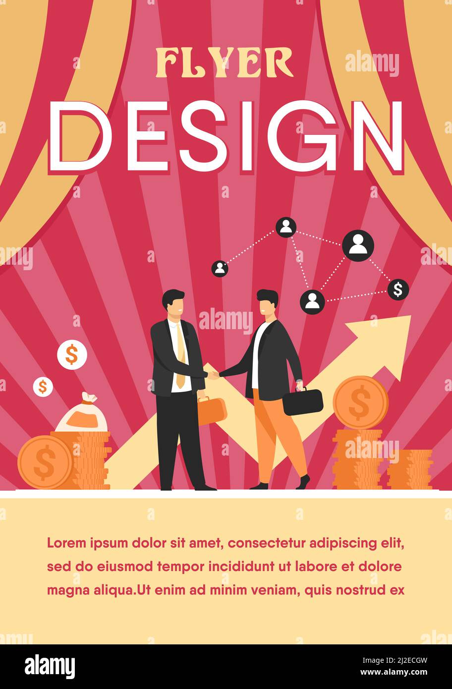 Two business partners handshaking flat vector illustration. Cartoon ...