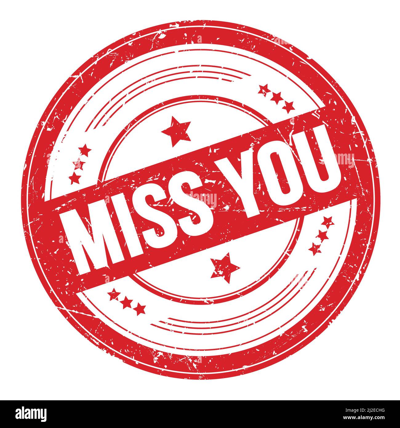 MISS YOU text on red round grungy texture stamp Stock Photo - Alamy