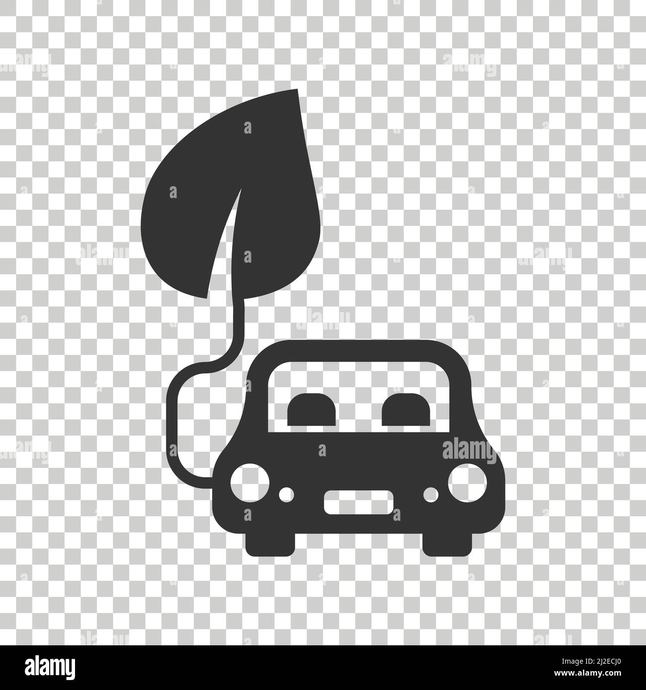 Eco car icon in flat style. Leaf and auto vector illustration on white ...