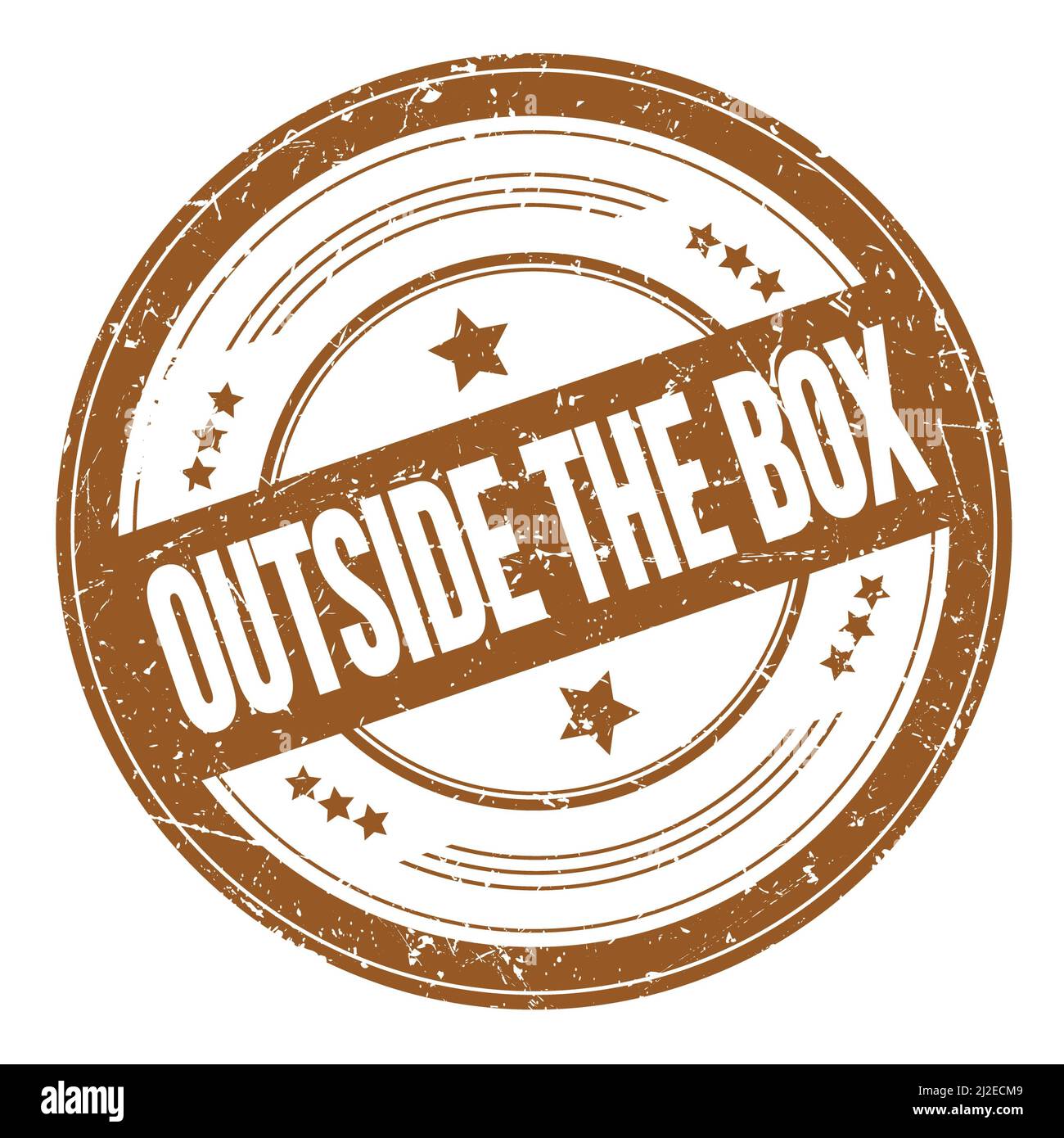 OUTSIDE THE BOX text on brown round grungy texture stamp Stock Photo ...