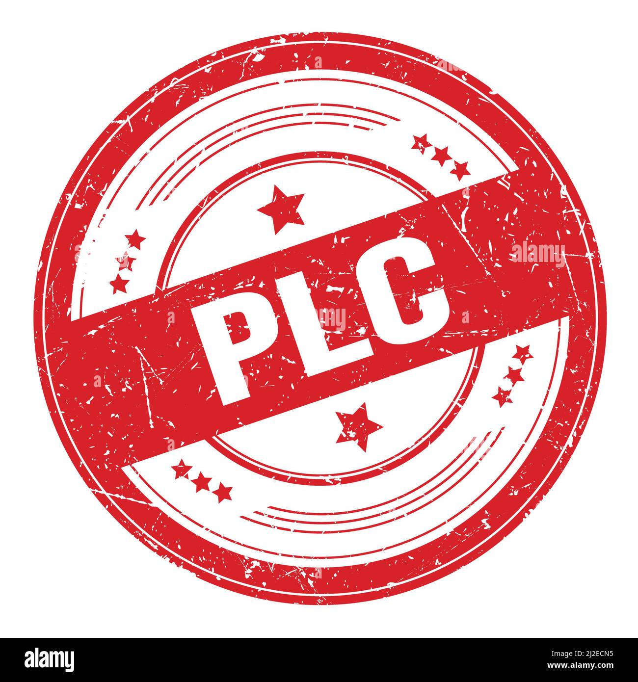 PLC text on red round grungy texture stamp Stock Photo - Alamy