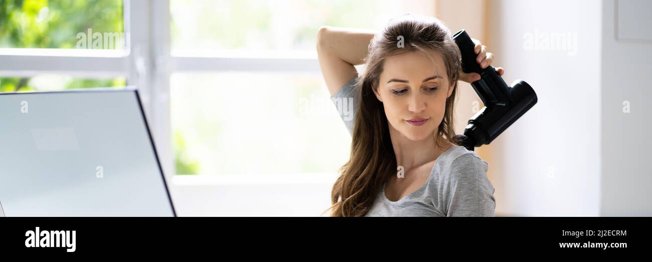 Massage Gun Machine Recovery Therapy And Stimulation Stock Photo - Alamy