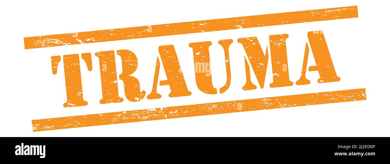 TRAUMA, word written on orange stamp sign Stock Photo - Alamy