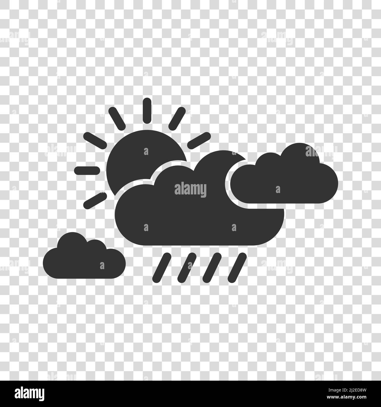 Weather icon in flat style. Sun, cloud and rain vector illustration on ...