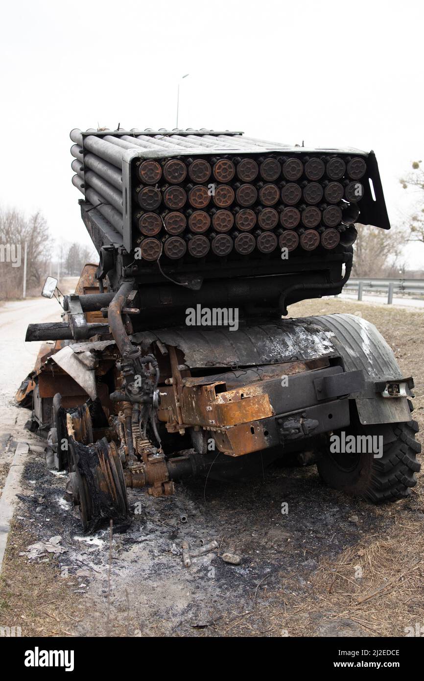 BM-21 Grad rocket launcher truck destroyed by Ukrainian Army as ...