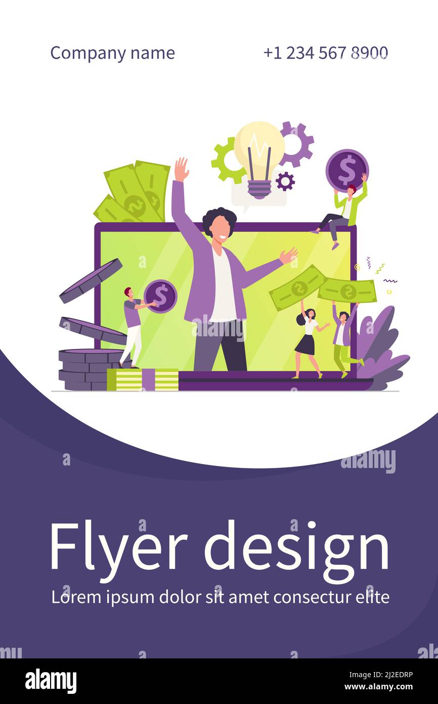 Tiny entrepreneur crowdfunding startup project flat vector illustration ...