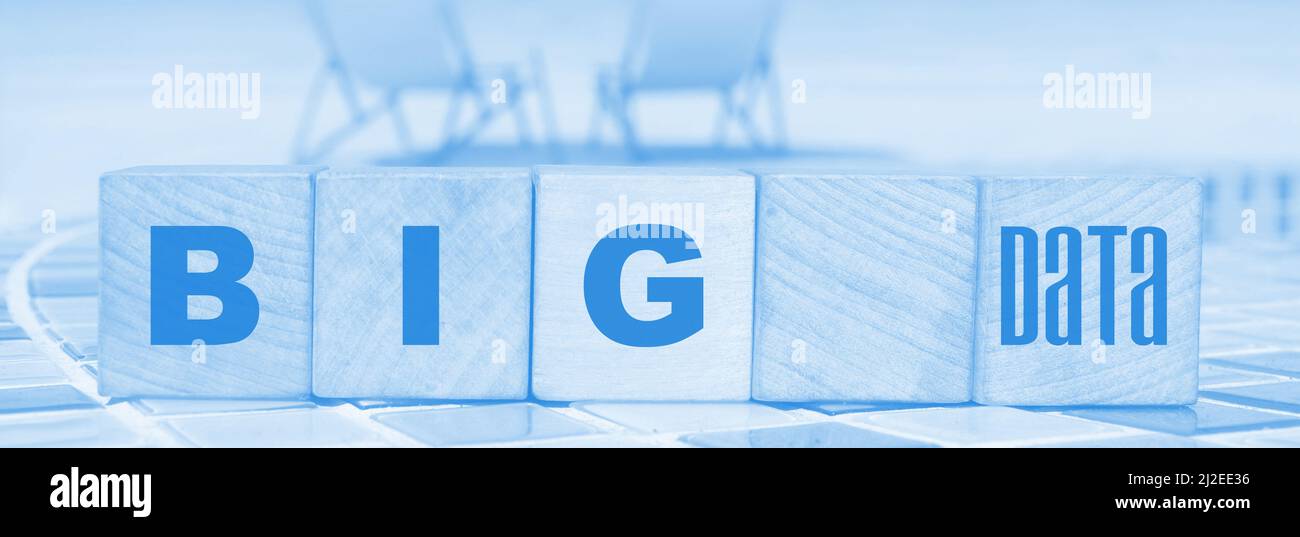 Big Data sign on a sunny beach background on a border of swimming pool ...