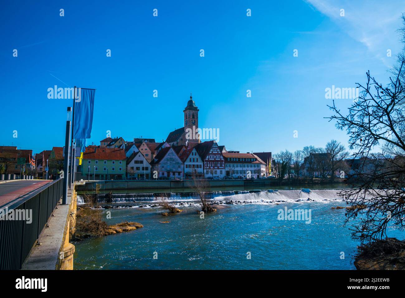 Germany, Old town houses of nuertingen city skyline behind beautiful ...