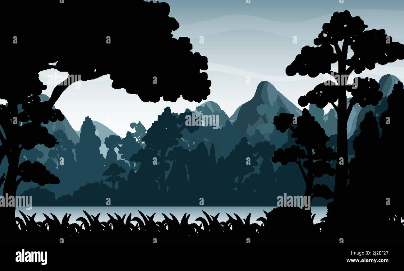 Silhouette shadow of forest scene illustration Stock Vector Image & Art ...