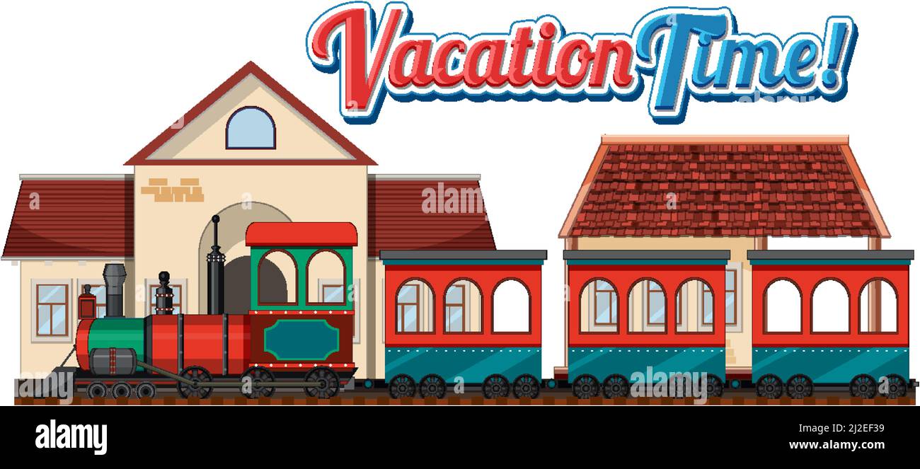 Outdoor scene with a steam locomotive train illustration Stock Vector ...